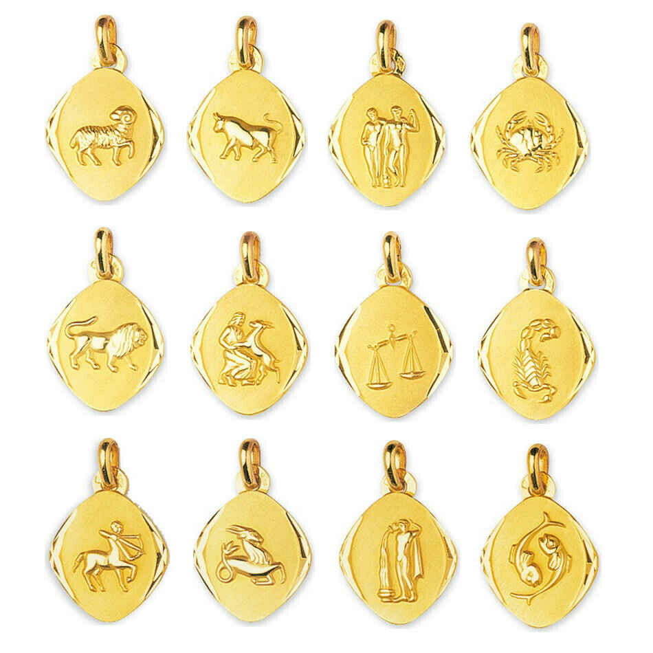 Petite Médaille signe du zodiaque - Or jaune 18ct & diamant · Maison de ...