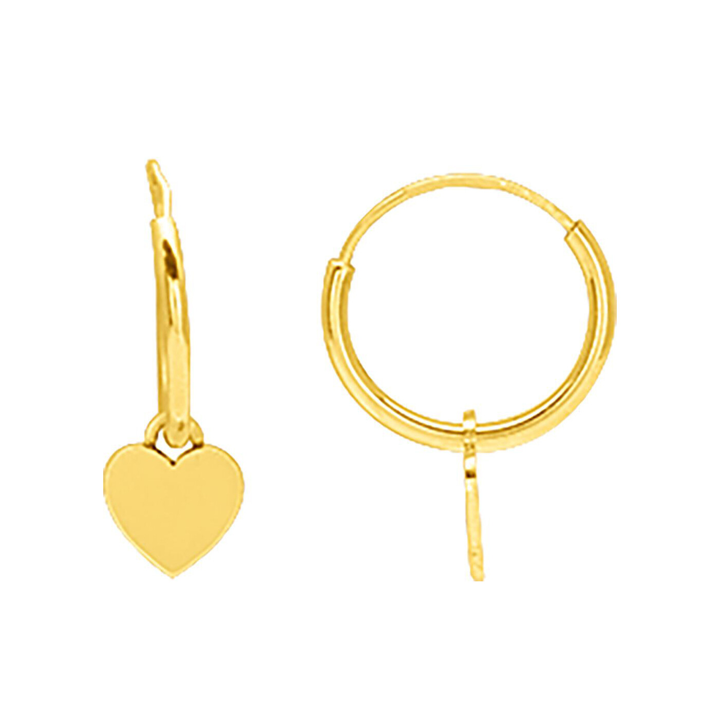 Boucles d'oreilles coeurs - créoles - Or jaune 9ct · Maison de la Médaille
