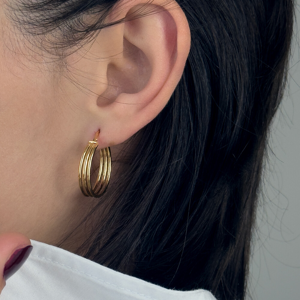 Boucles d'oreilles créoles duo - Or jaune et blanc 9ct · Maison de la ...